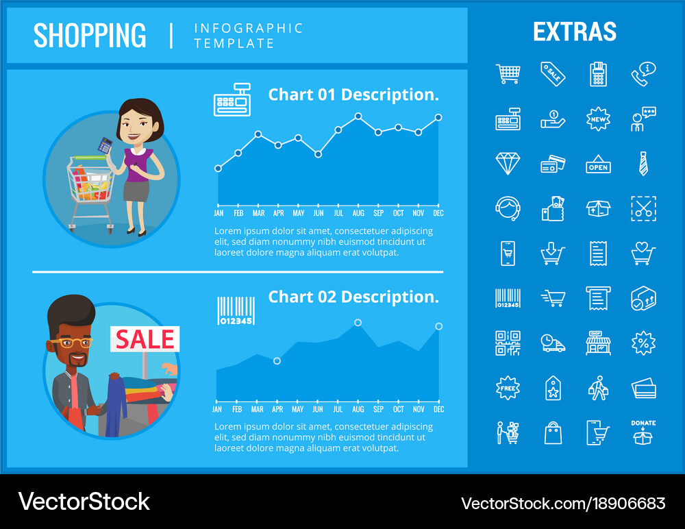 Shopping infographic template elements and icons Vector Image
