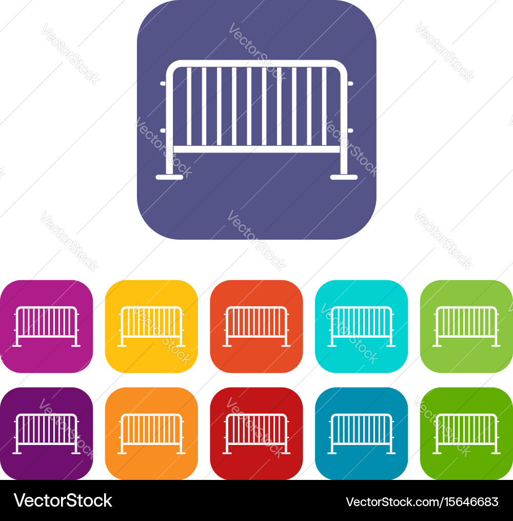Steel barrier icons set flat Royalty Free Vector Image