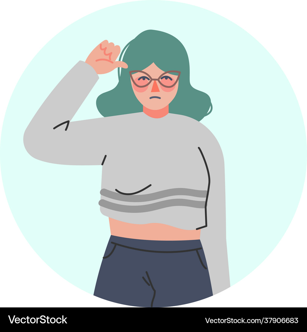 Young woman making negative hand gesture showing Vector Image