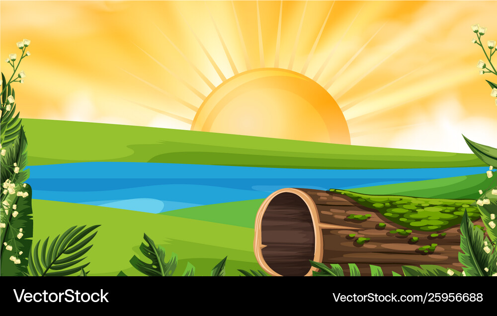A nature landscape at sunset Royalty Free Vector Image
