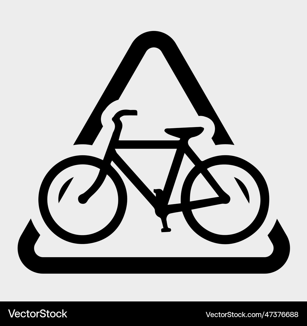 Bicycle traffic warning sign isolated on white Vector Image