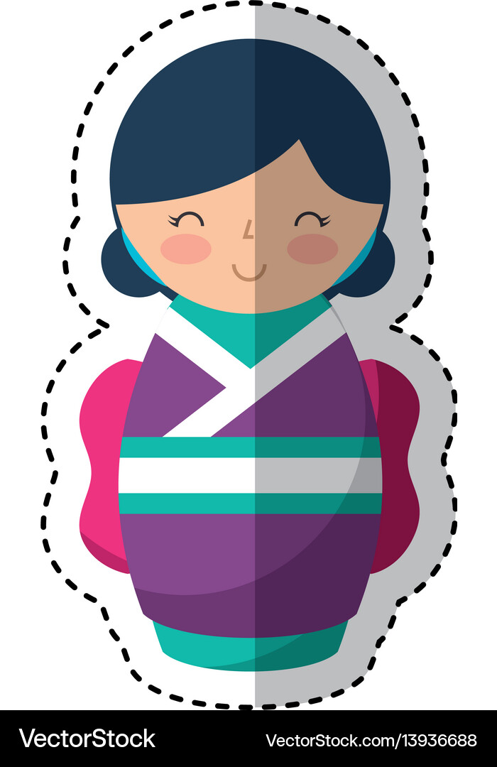 Cute japanese doll icon Royalty Free Vector Image