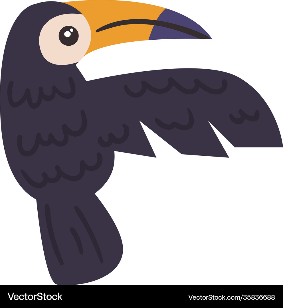 Cute toucan animal on white background Royalty Free Vector