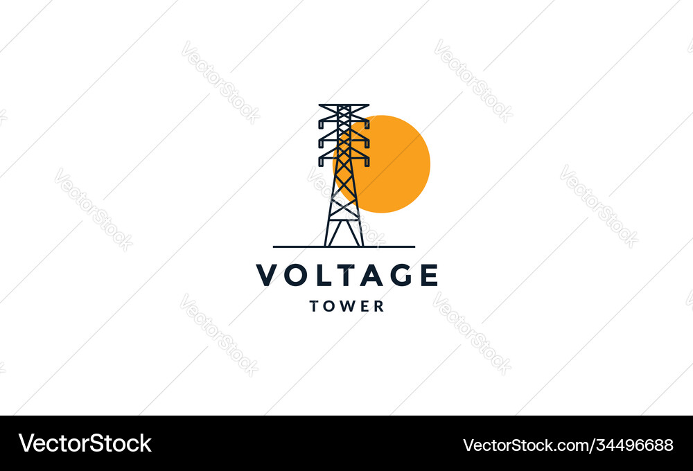 Electric tower line minimalist logo icon Vector Image