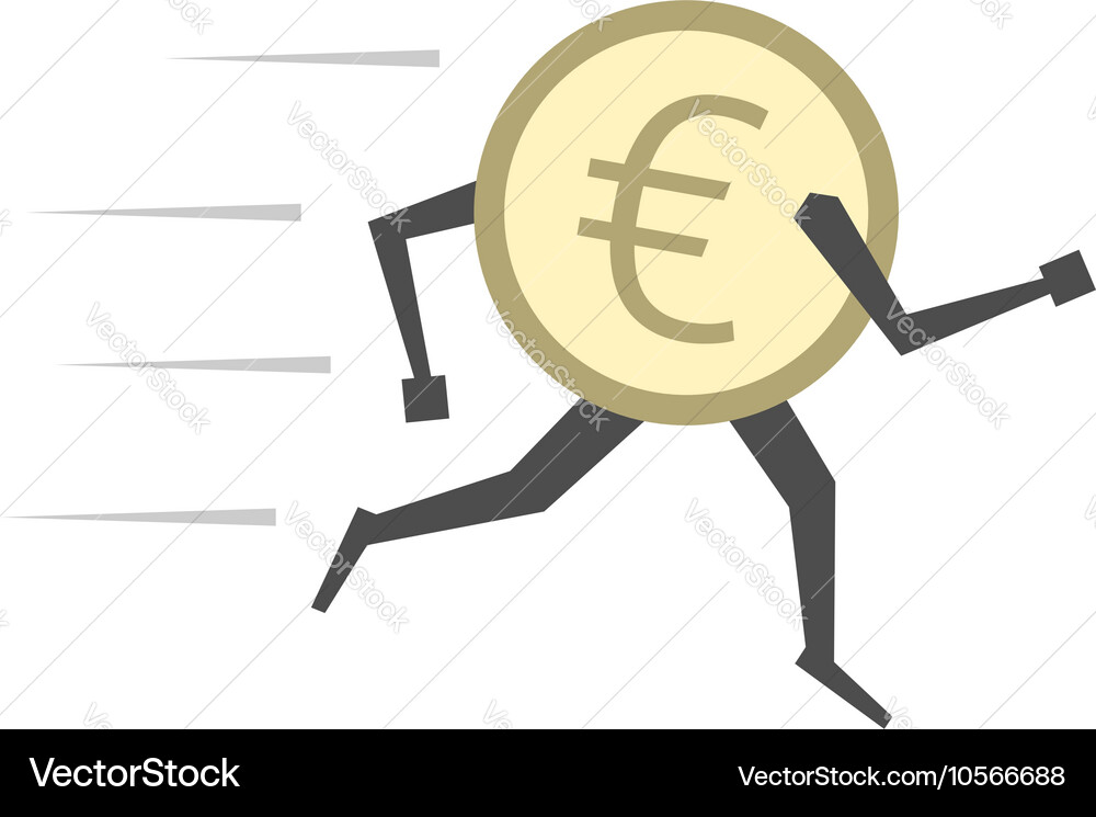 Euro coin running isolated Royalty Free Vector Image