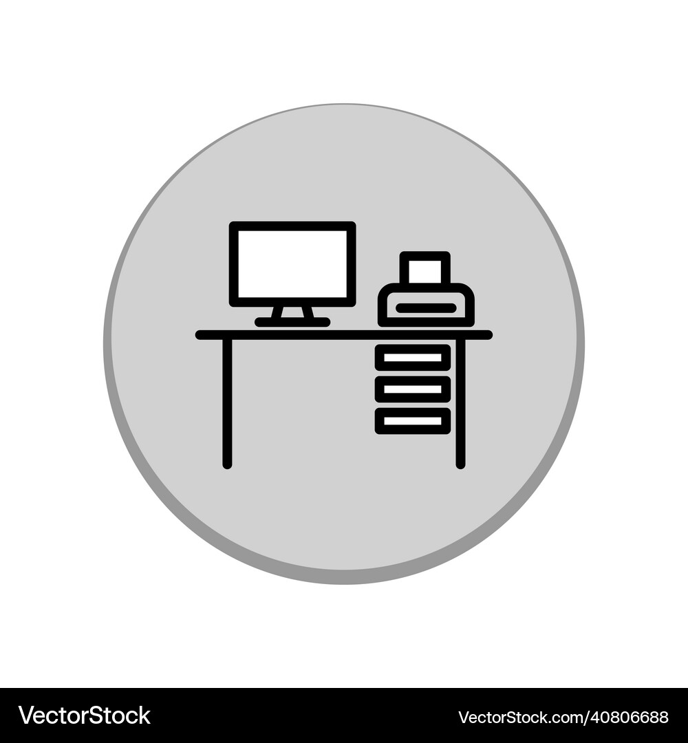 Graphic of office table icon Royalty Free Vector Image