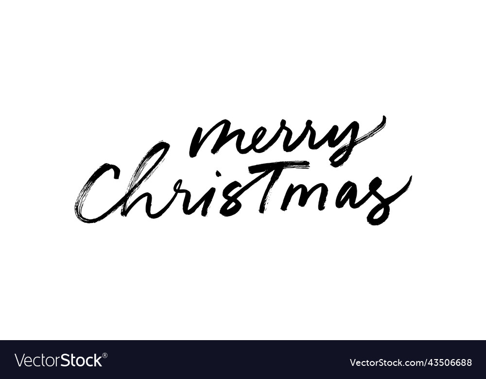 Hand Drawn Merry Christmas Brush Lettering Vector Image