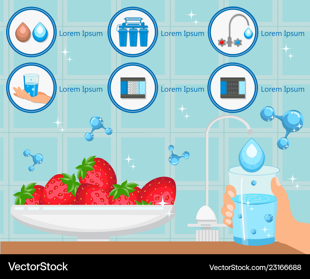 Washing fruit with purified water Royalty Free Vector Image