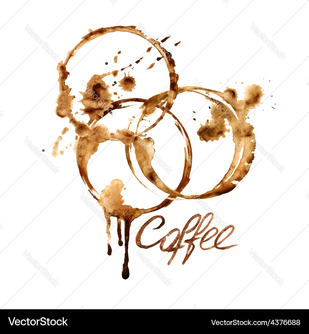 Watercolor emblem with coffee stains Royalty Free Vector