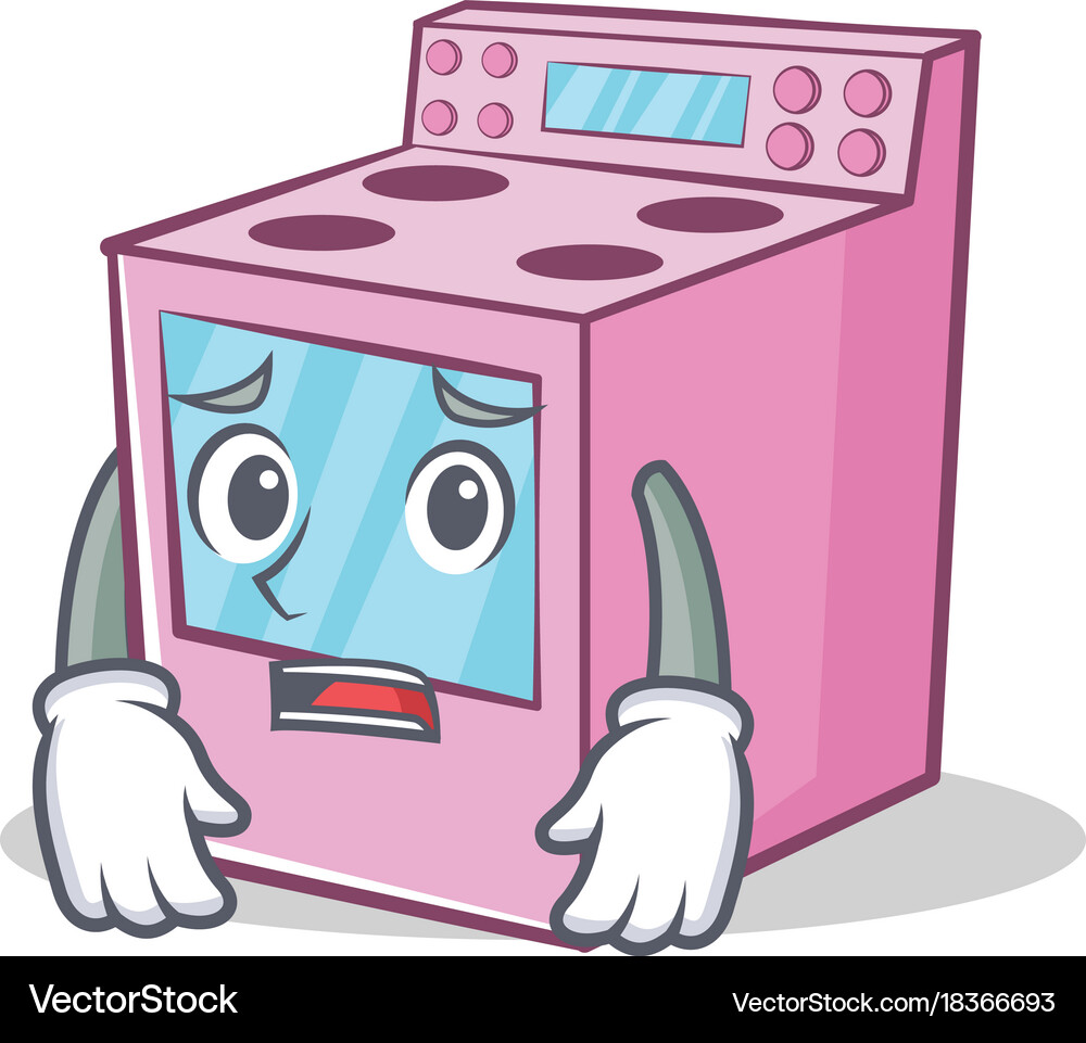 Afraid gas stove character cartoon Royalty Free Vector Image