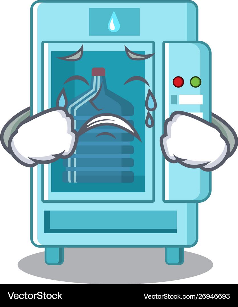 Crying water vending machine isolated cartoon Vector Image