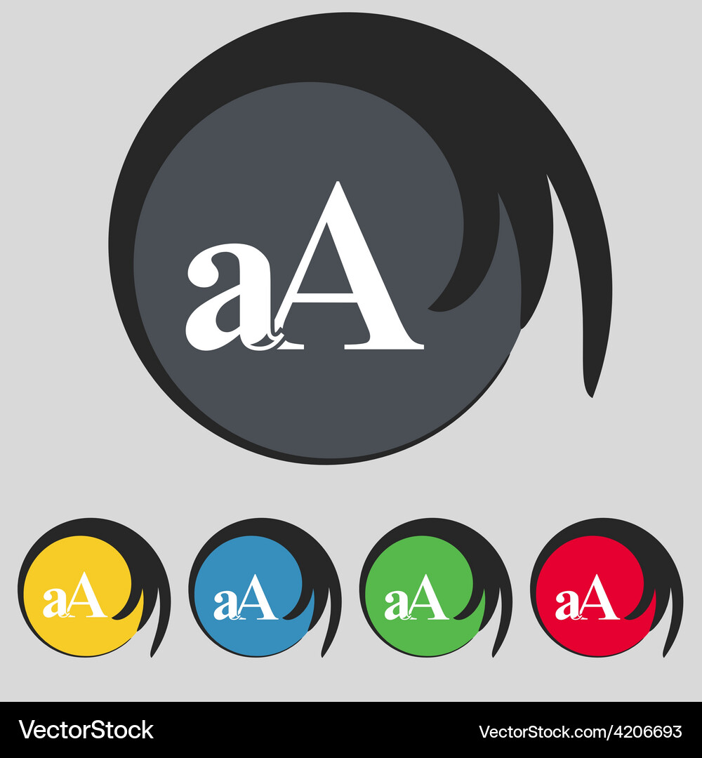Enlarge font aa icon sign symbol on five colored Vector Image