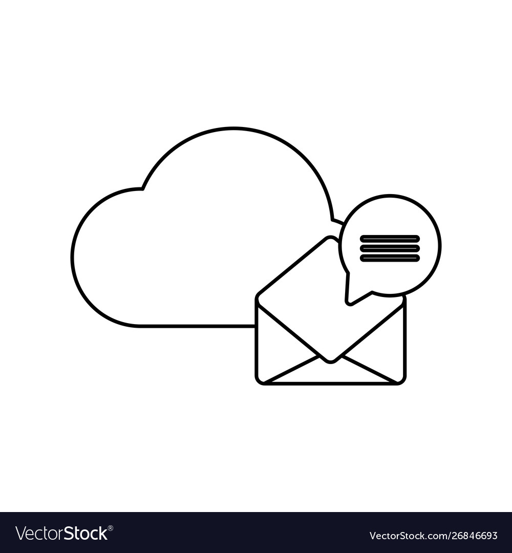 Envelope with cloud computing and speech bubble Vector Image