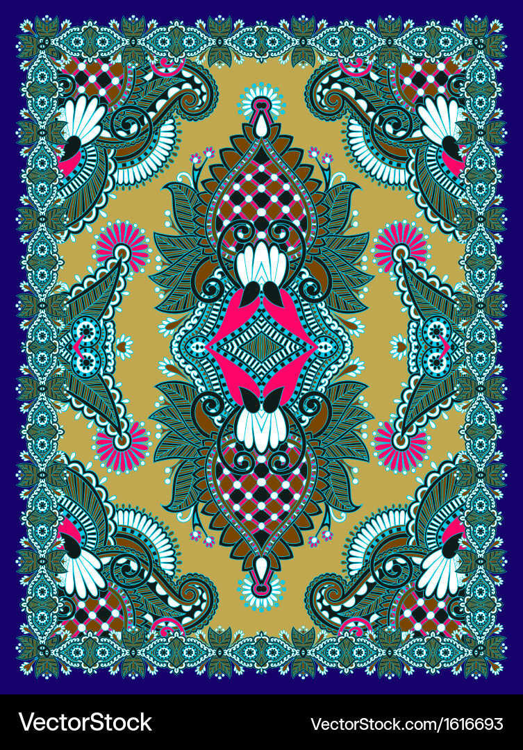 Floral ornamental carpet design Royalty Free Vector Image