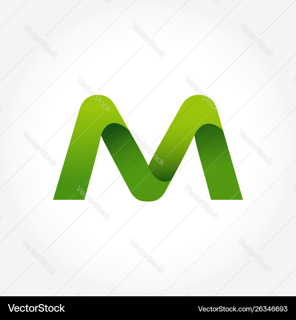Letter m green logo template alphabet logotype Vector Image