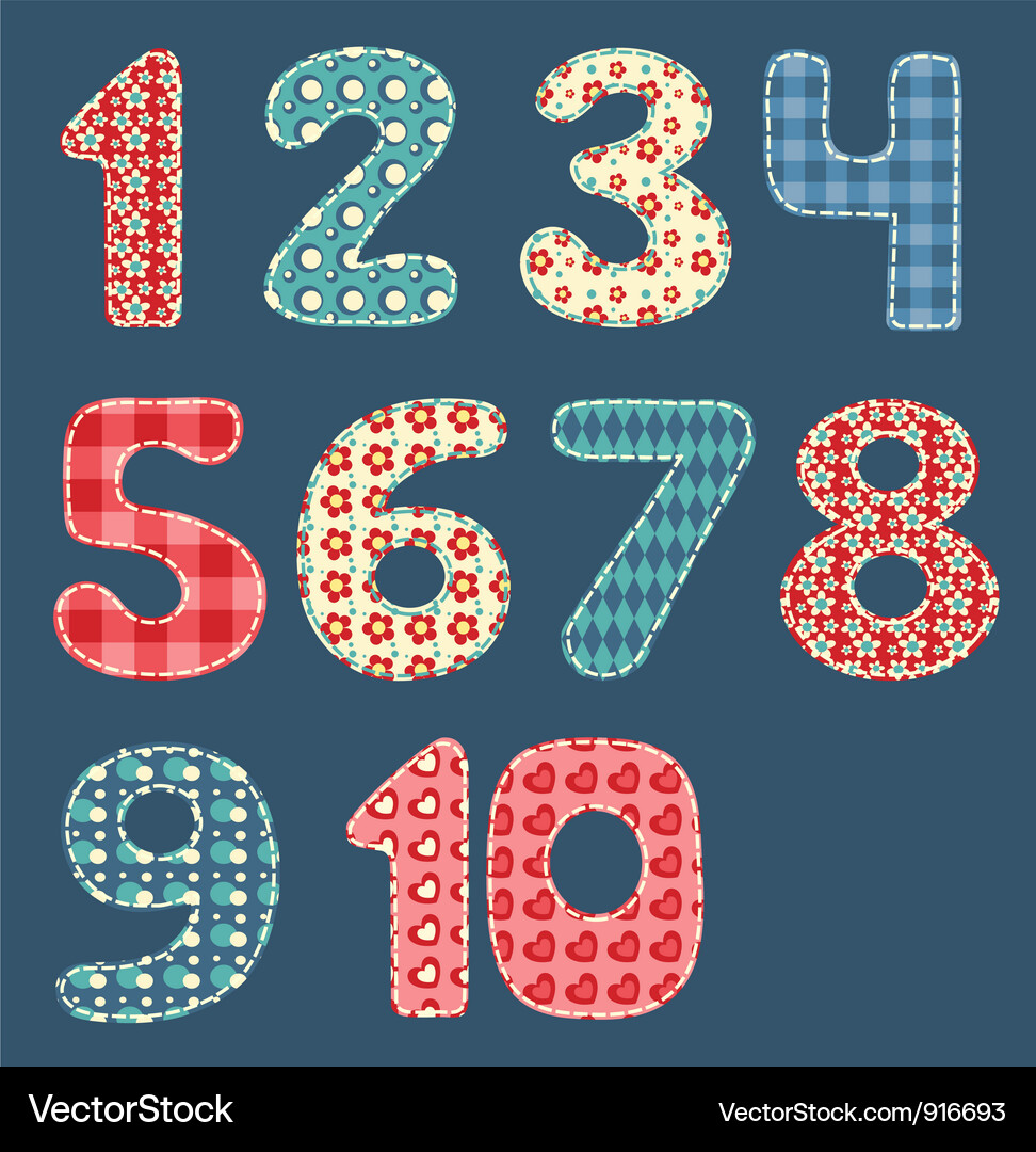Numbers patchwork set Royalty Free Vector Image