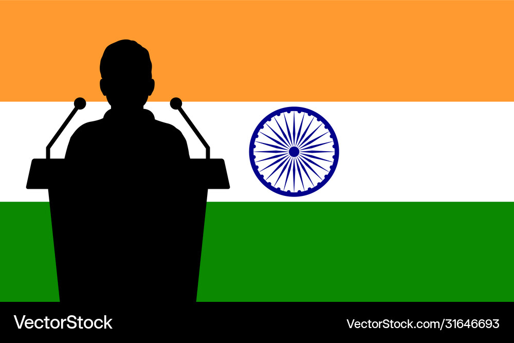 Orator speaking from tribune india flag Royalty Free Vector