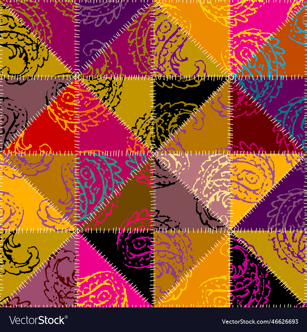 Patchwork textile pattern seamless quilting Vector Image