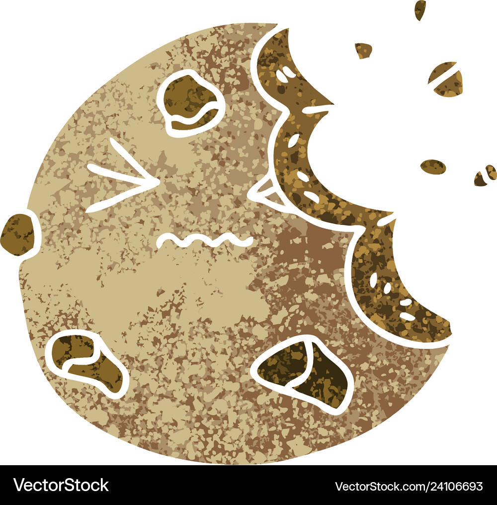 Quirky retro style cartoon munched cookie Vector Image