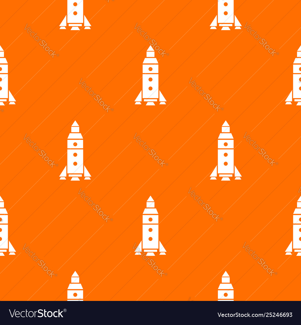 Rocket exploration pattern orange Royalty Free Vector Image