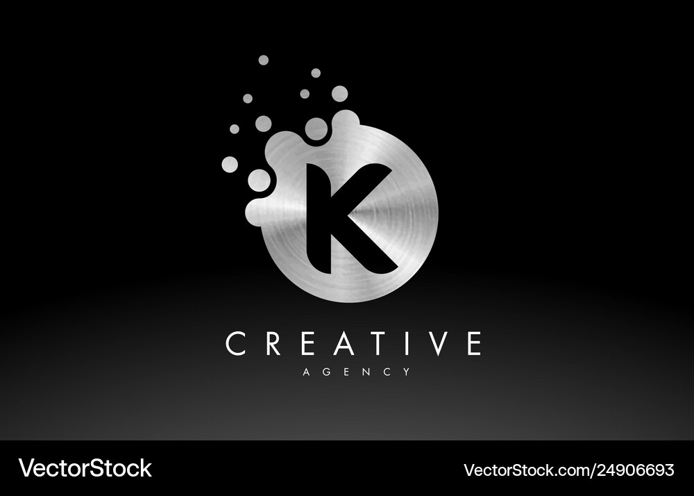 Silver metal letter k logo design Royalty Free Vector Image