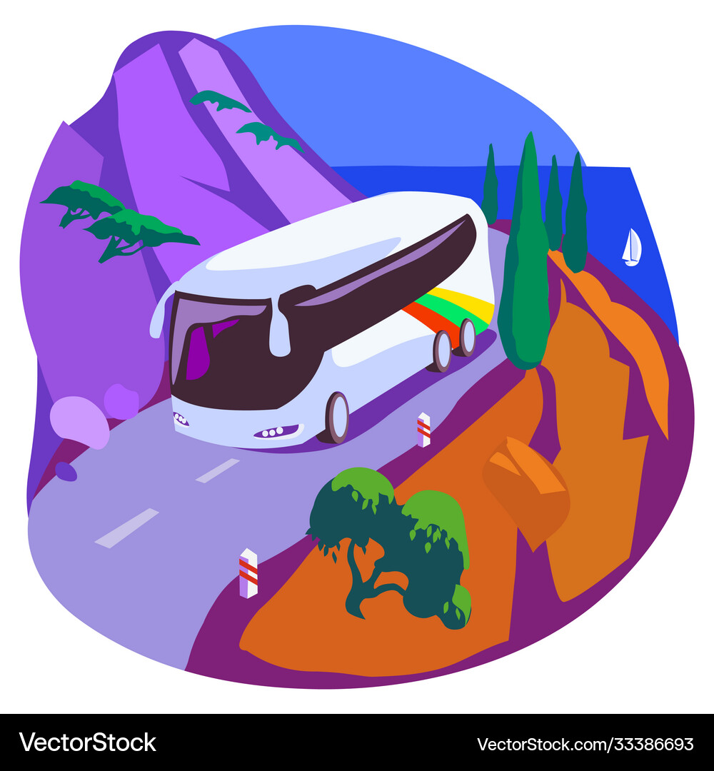 Summer recreation tourist bus Royalty Free Vector Image
