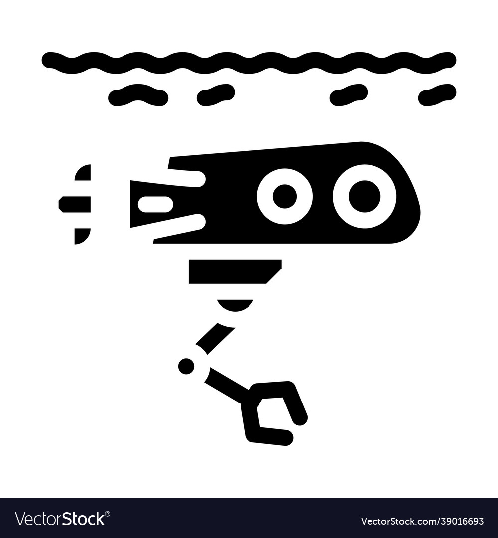Underwater robot glyph icon Royalty Free Vector Image