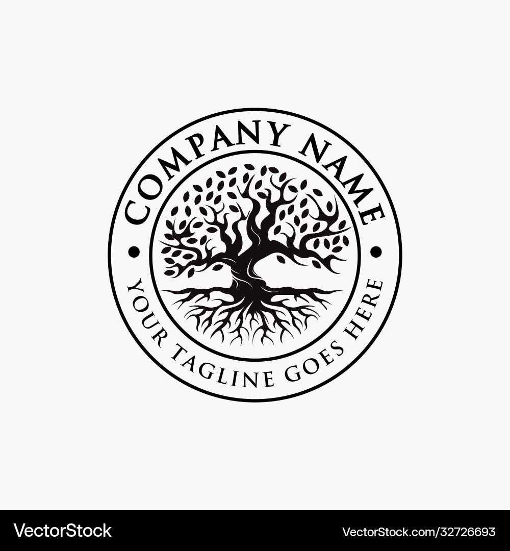 Vintage tree life logo old oak tree logo Vector Image