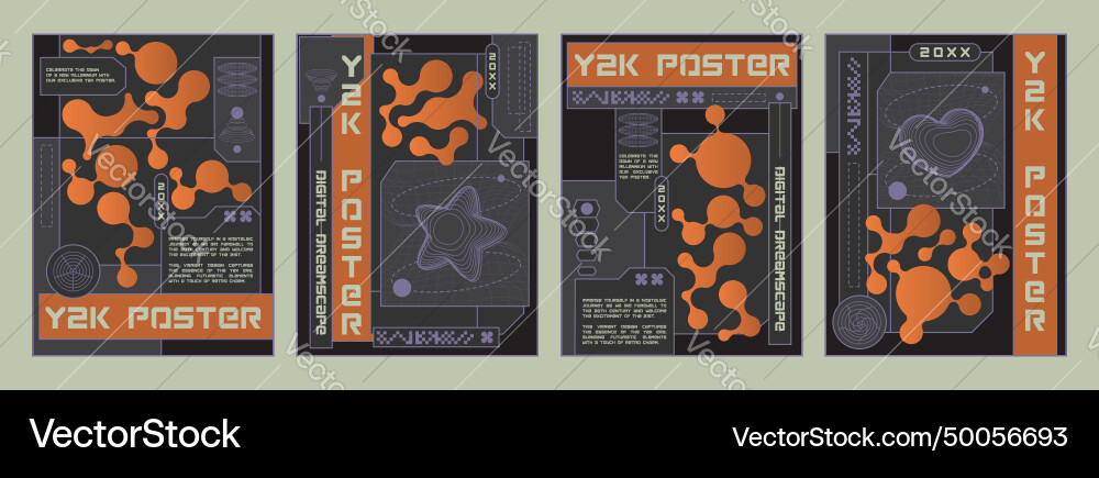 Y2k aesthetic style poster design template Vector Image