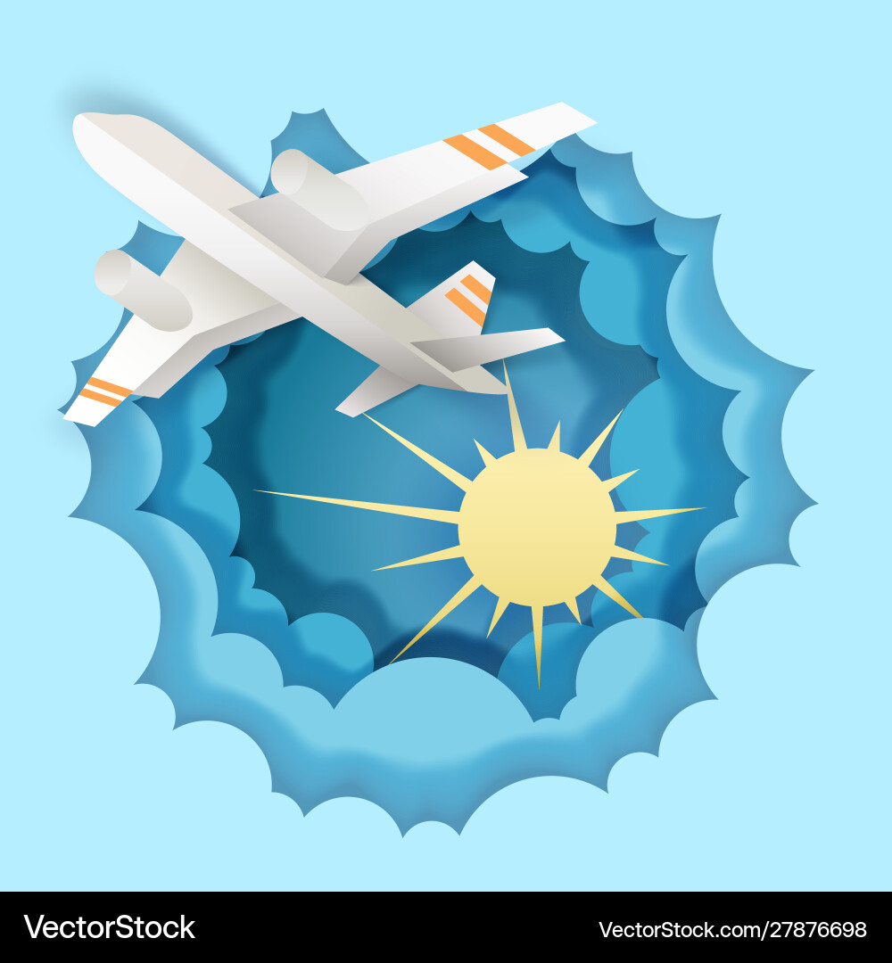 Airplane flying in sky in Royalty Free Vector Image