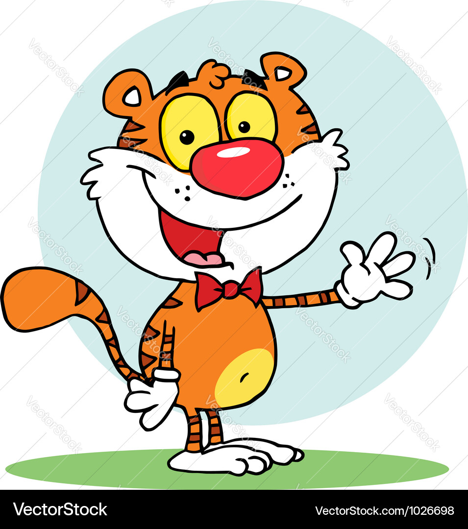 Animal tiger waving a greeting Royalty Free Vector Image