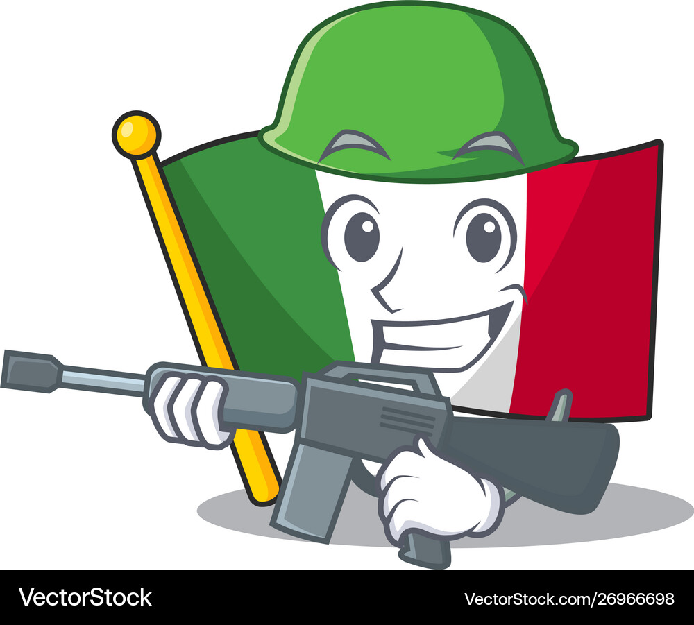 Army flag italy with character shape Royalty Free Vector