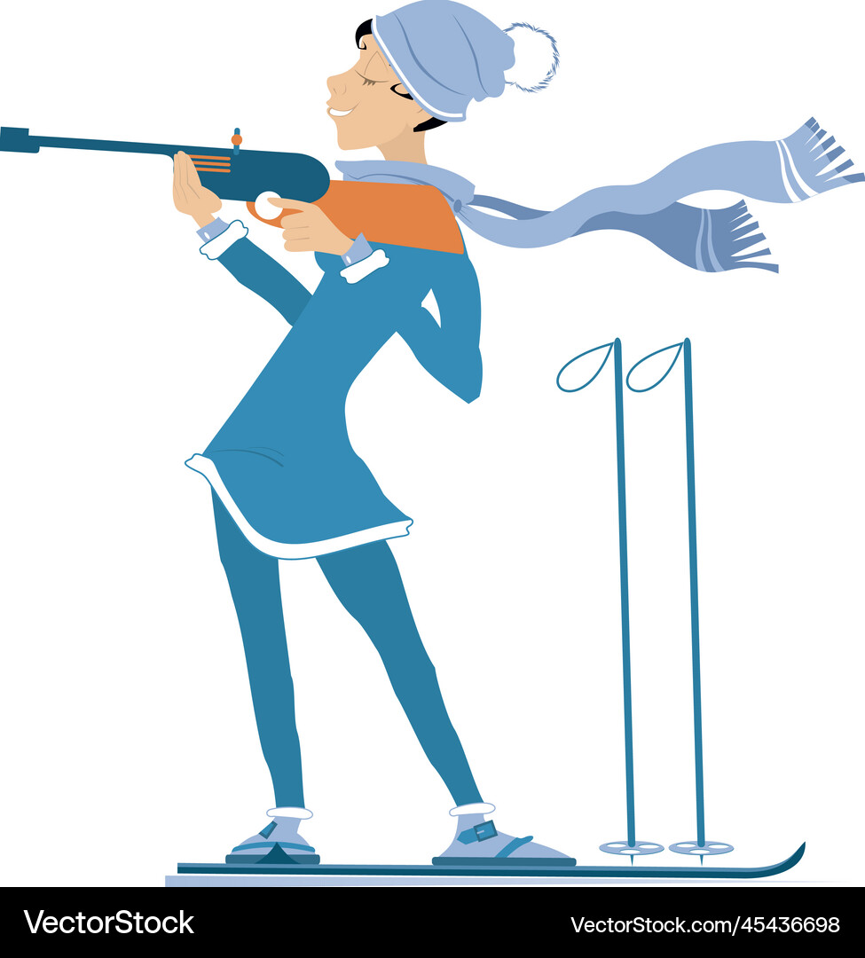 Biathlon competitor woman Royalty Free Vector Image