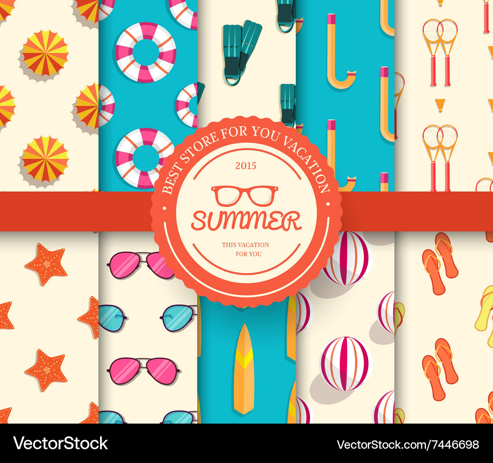 Collection set of summer vacation seamless pattern