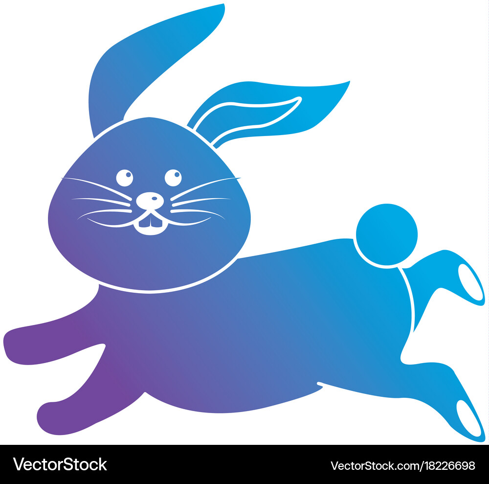 Contour cute rabbit animal running Royalty Free Vector Image