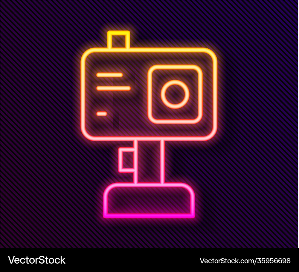 Glowing neon line action extreme camera icon Vector Image