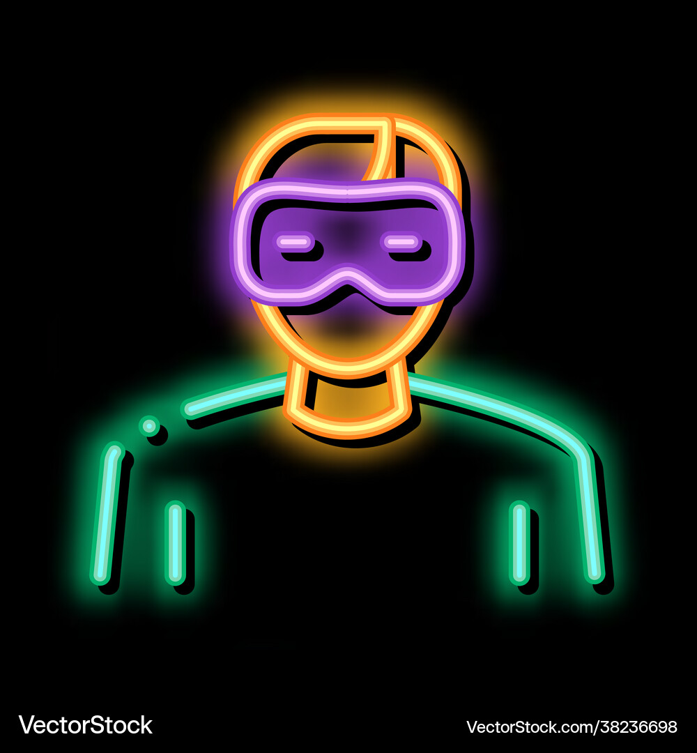Human with eyes mask neon glow icon Royalty Free Vector