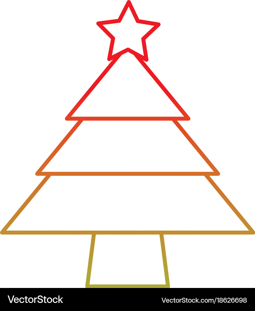 Line christmas pine tree with star decoration Vector Image