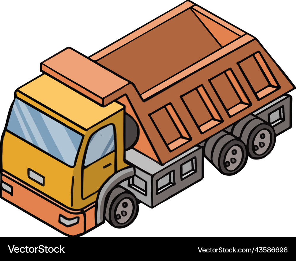 Orange construction truck dump Royalty Free Vector Image