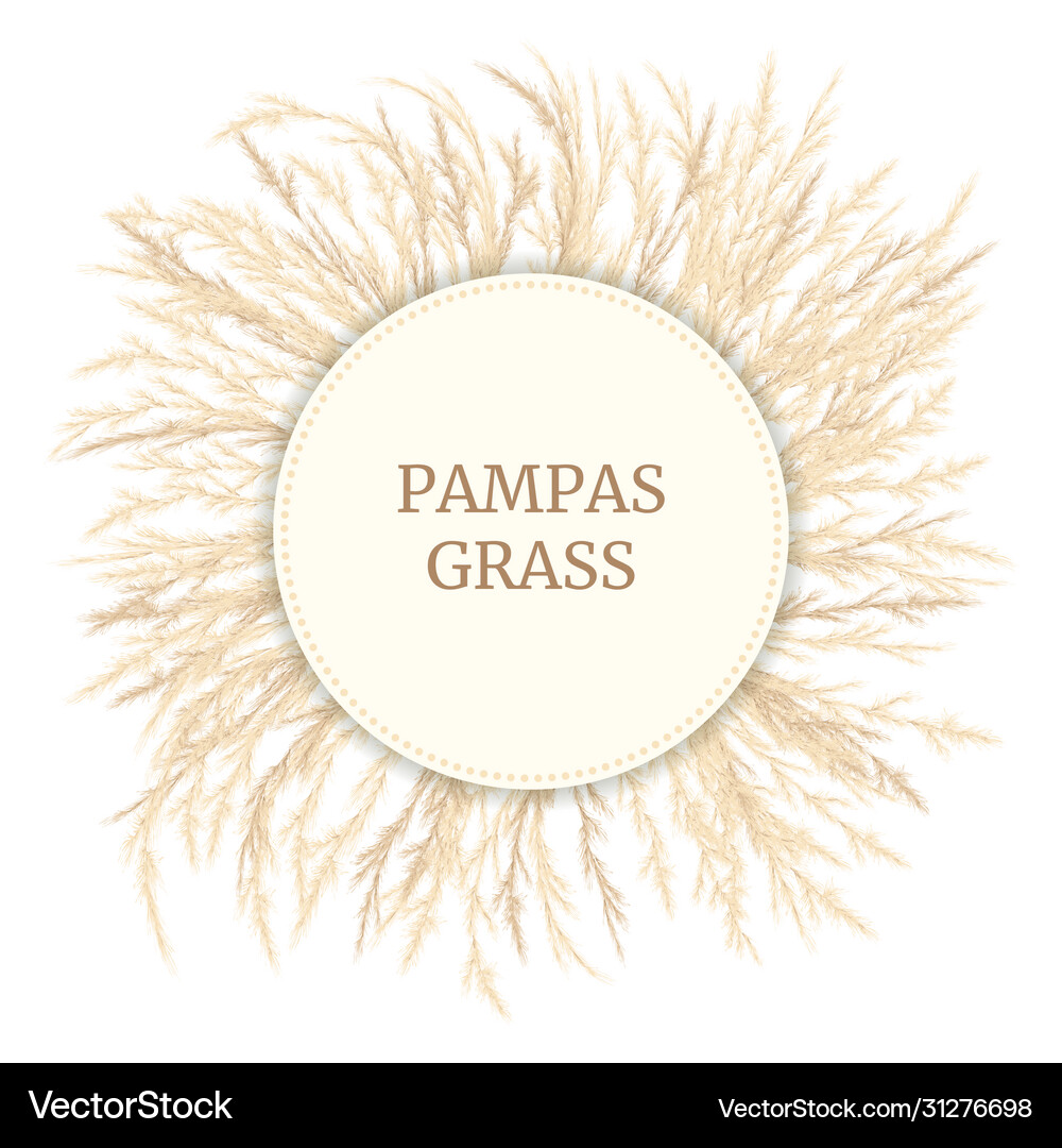 Silver golden pampas grass card template with copy