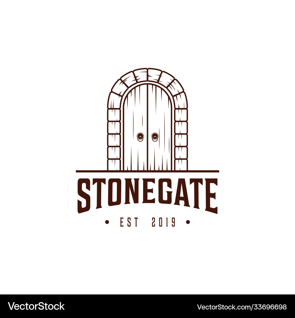 Stone gate logo design templatedoor with stone Vector Image