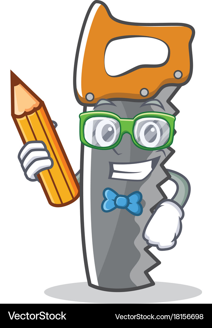 Student hand saw character cartoon Royalty Free Vector Image