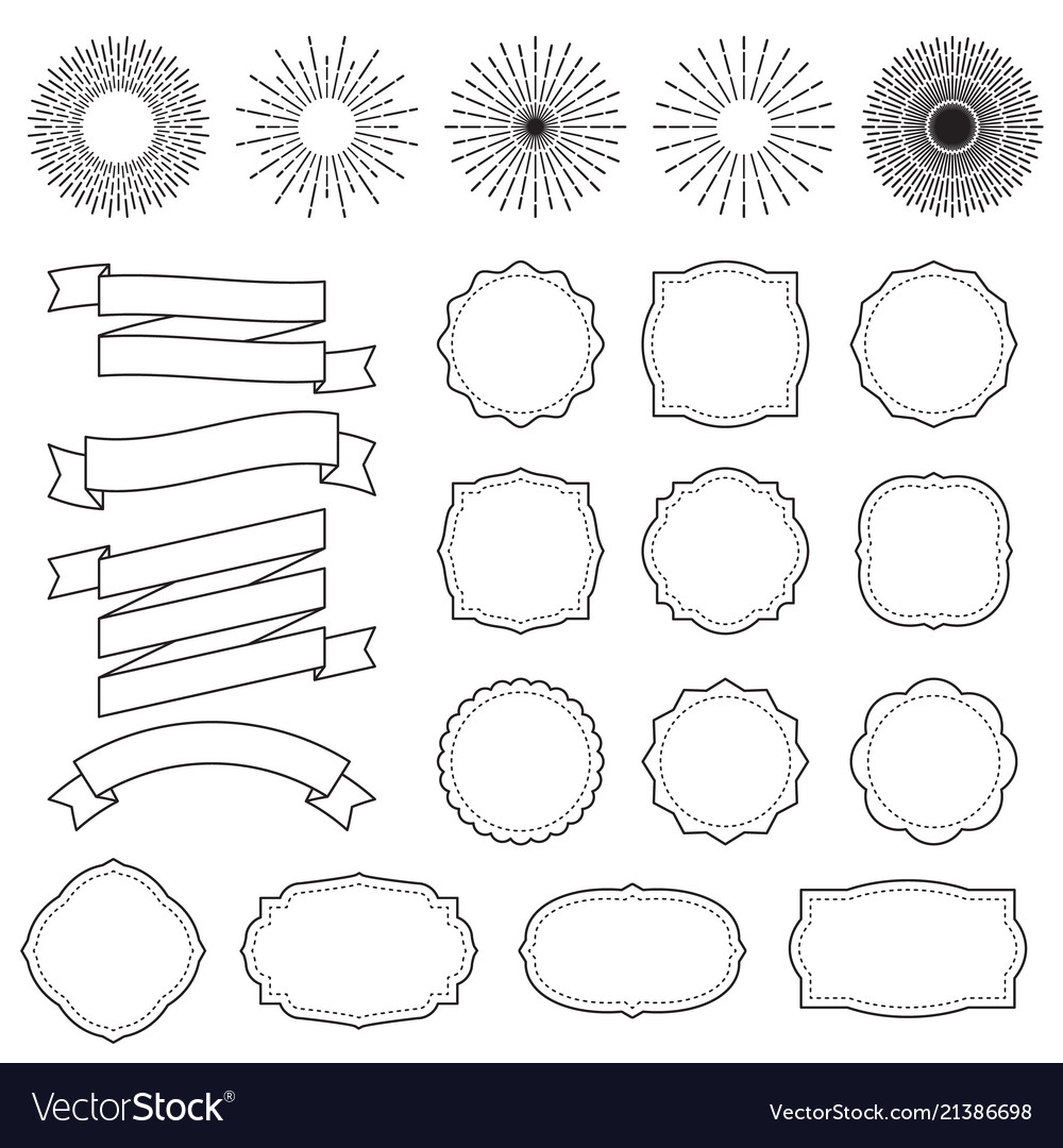 Sunburst frames retro starburst rays frame Vector Image