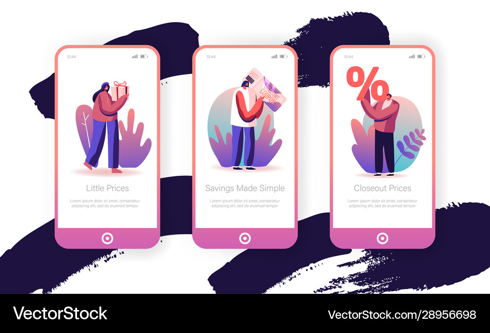 Total sale mobile app page onboard screen set Vector Image