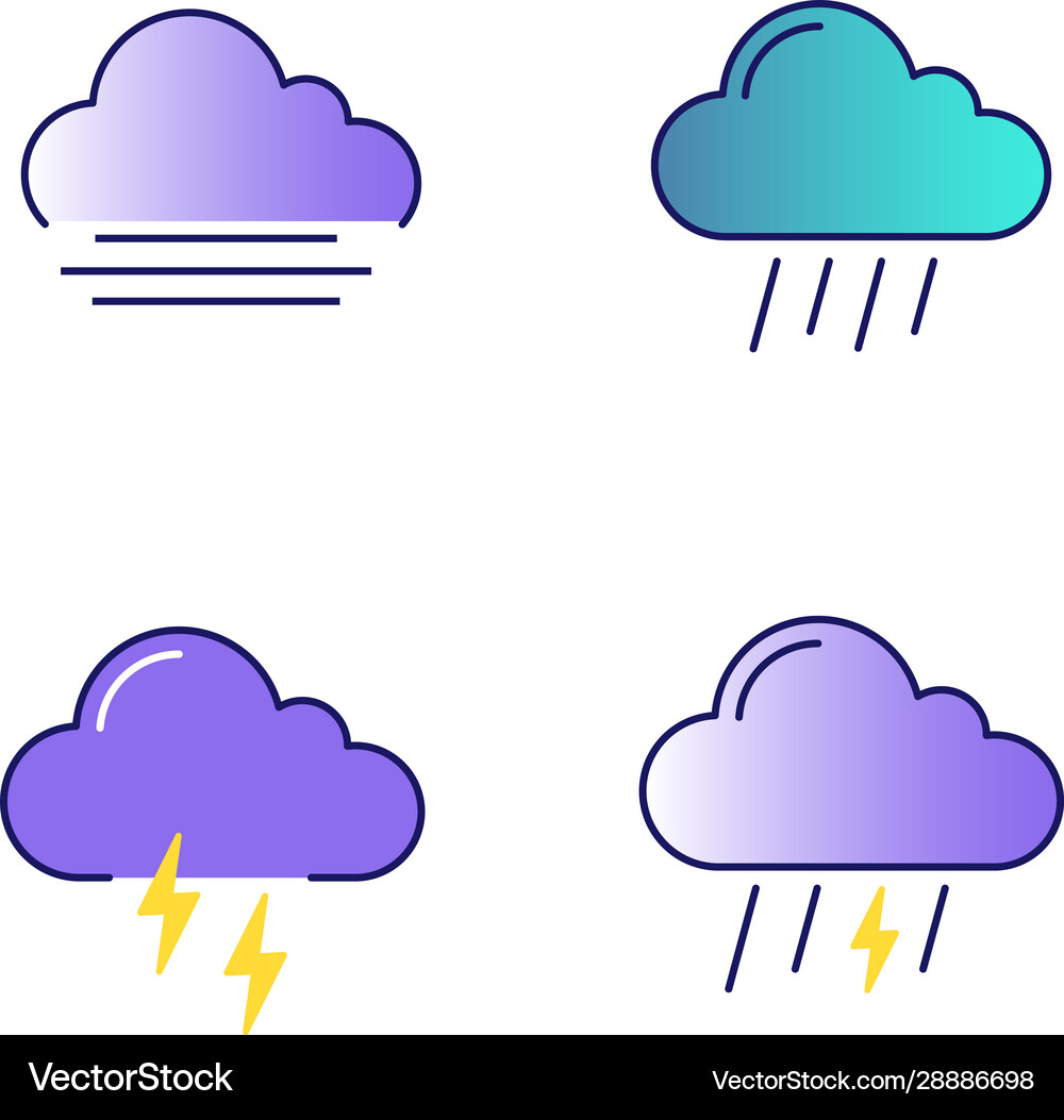Weather forecast color icons set Royalty Free Vector Image