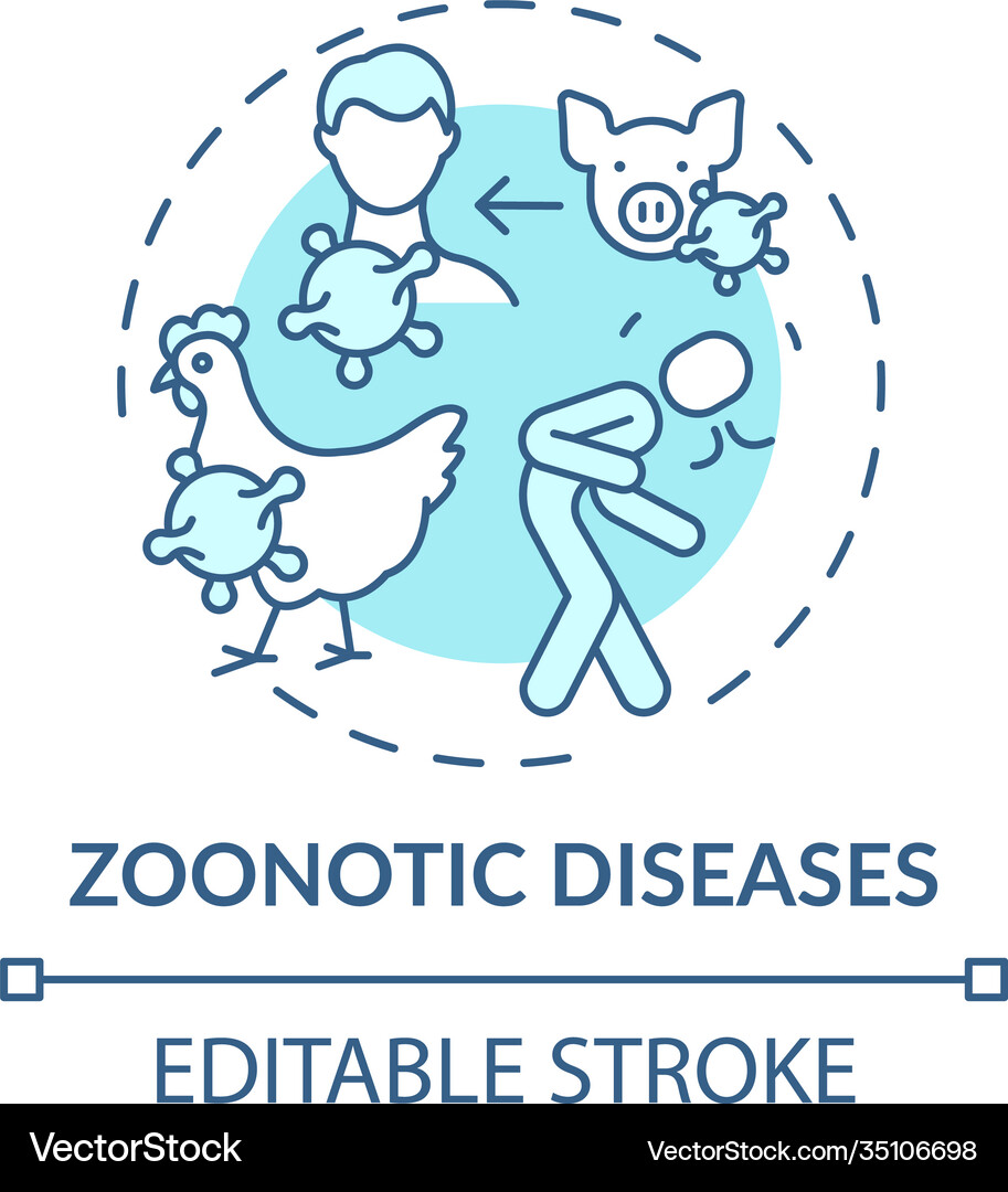 Zoonotic diseases turquoise concept icon Vector Image