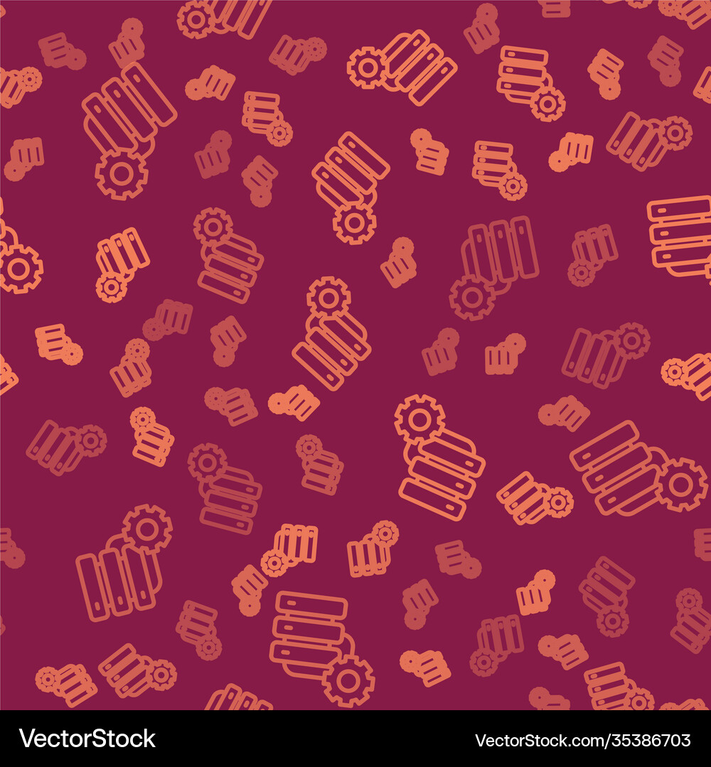 Brown line server and gear icon isolated seamless Vector Image