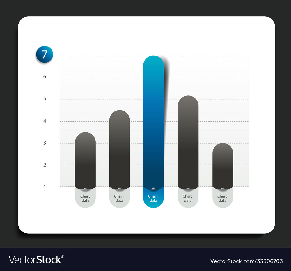 Column chart graph pointing on first position Vector Image