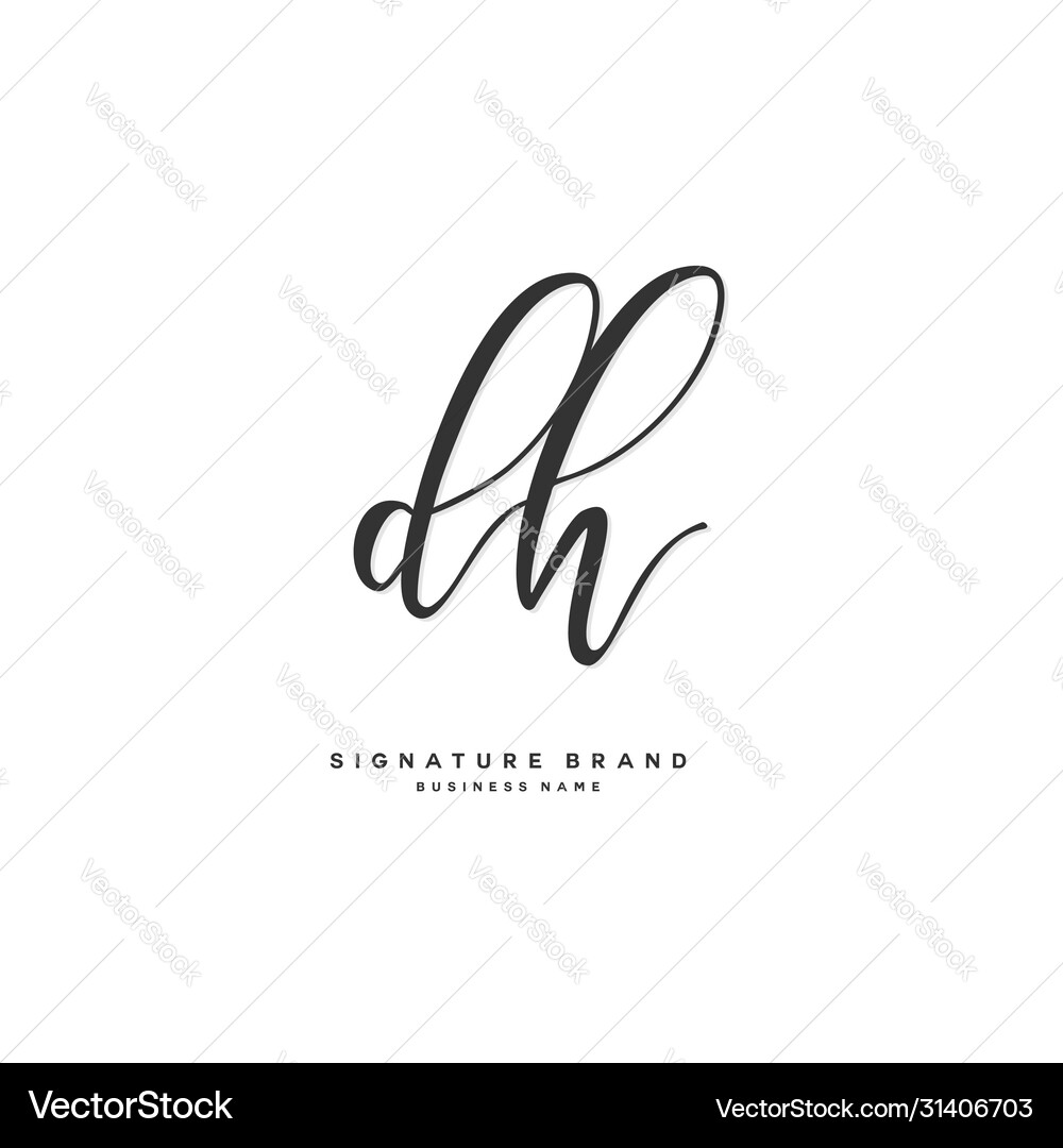 D h dh initial letter handwriting and signature Vector Image