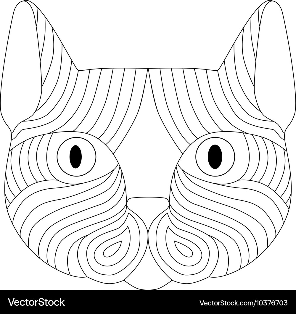 Decorative face of striped cat Royalty Free Vector Image